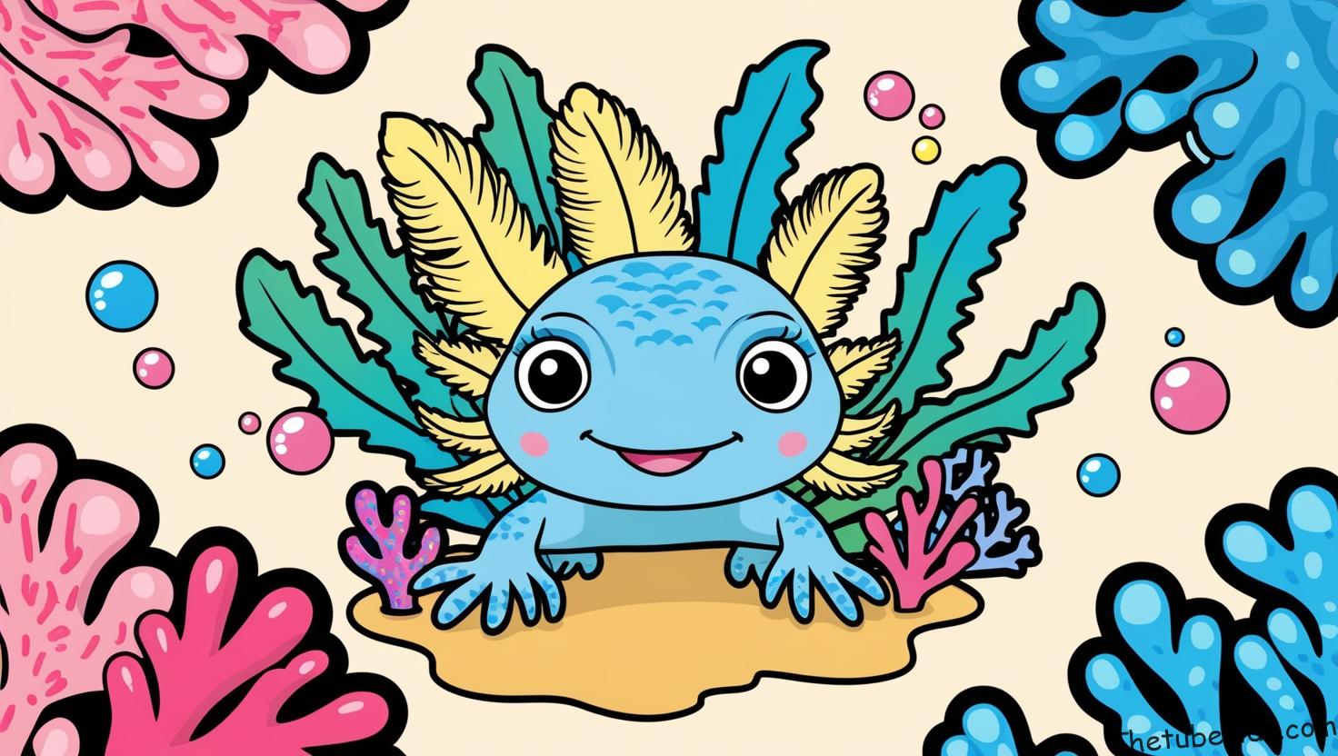 Discover Axolotl Coloring Pages for Kids - 100% Free Printables