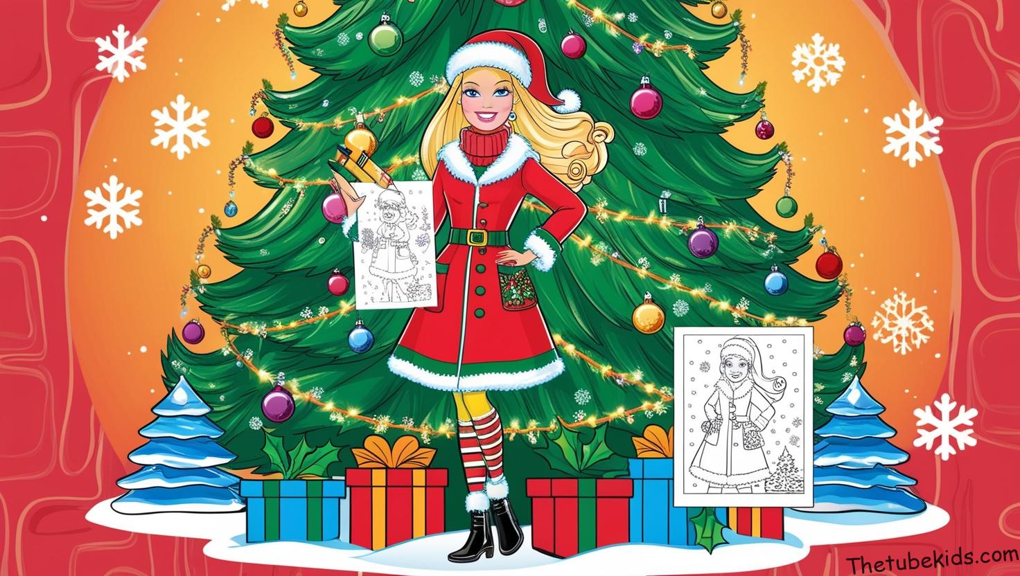 Barbie Christmas Coloring Pages for Kids (100% Free Printables)